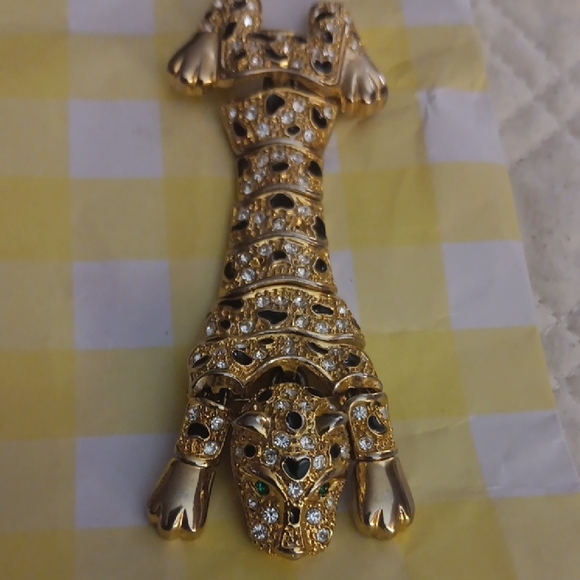 Jewelry | Gold Tone Panther Brooch Pin With Crystals | Poshmark